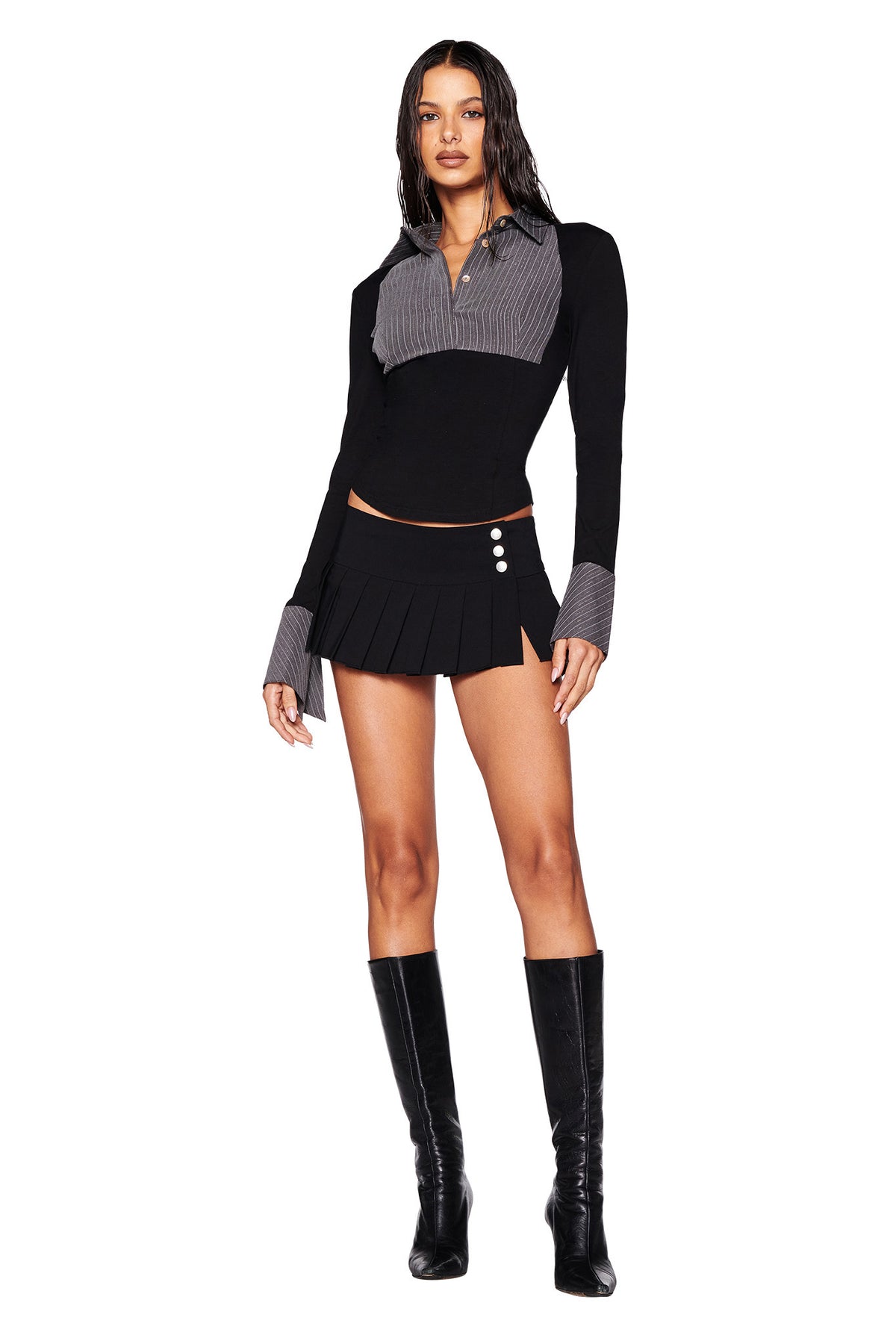 SHARAH TOP - BLACK : GREY